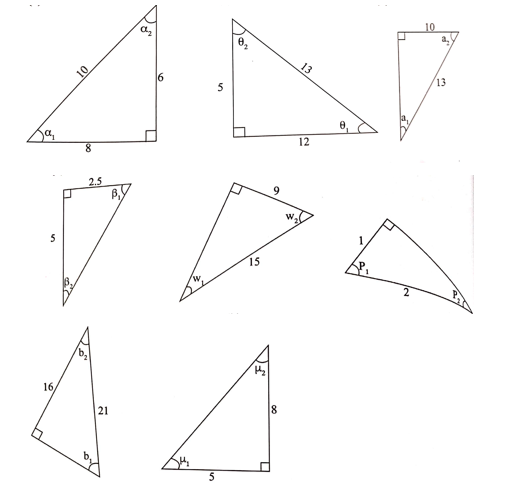 Find the cosine and sine of each in the following marked angles. (Units ...